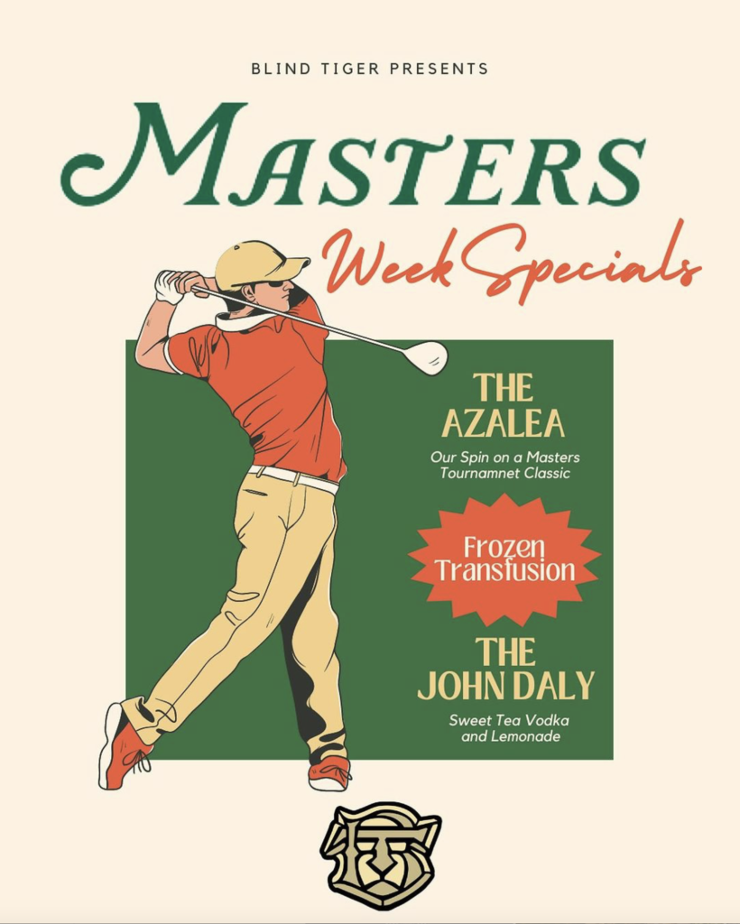 Blind Tiger Masters Watch Party Specials | Charleston Guru